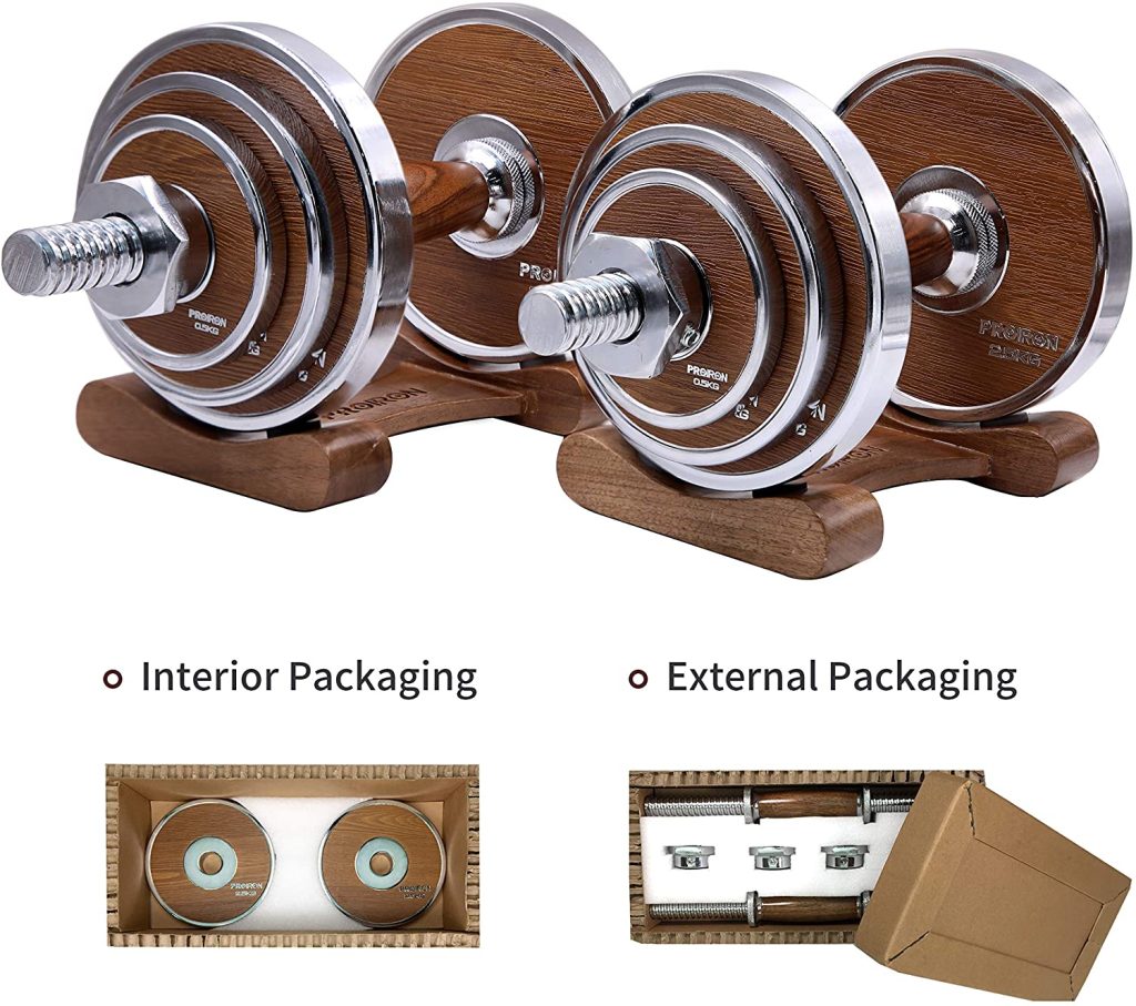 Pro Iron | Walnut Style Dumbbell Set (PRKHDS20K) 20kg - Sports & Games